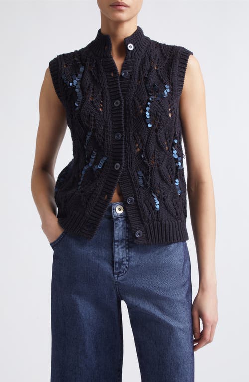ELEVENTY Eleventy Sequin Detail Wool Cable Knit Vest